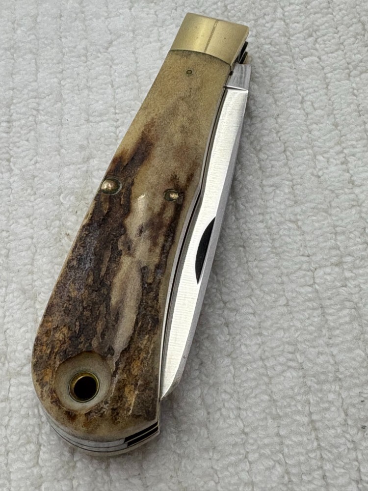 Bowen USA Large 2 Blade Bullet Knife Made For LL Bean Stag Handle (136)