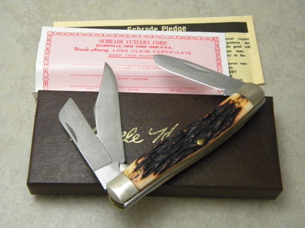 Schrade + USA 885UH Uncle Henry Staglon King Ranch Stockman Knife