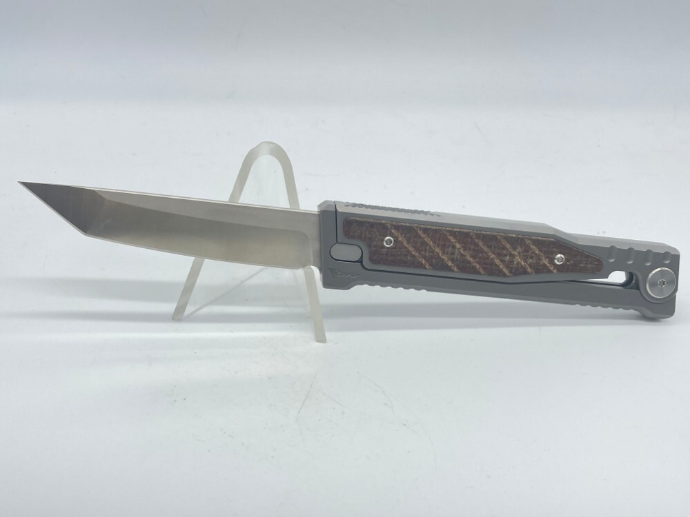 2022 REATE KNIVES EXO Brown Burlap Micarta Tanto Gravity OTF w/ Sheath