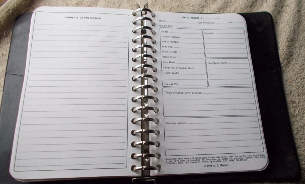 1975 A.G. Russell Inventory Log for Knives & Guns