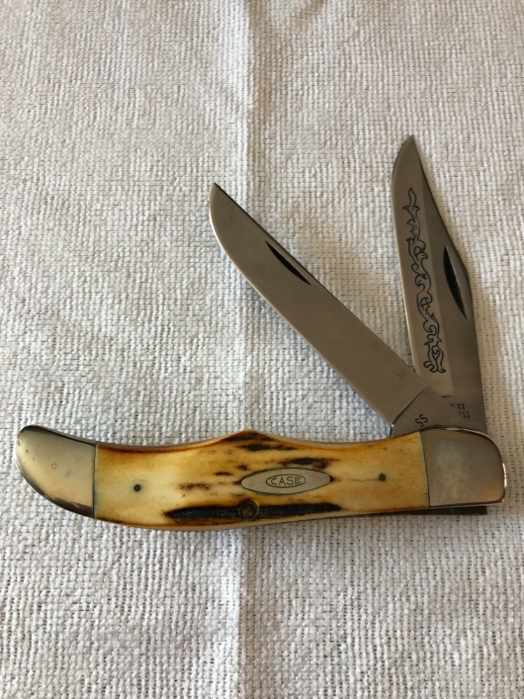 Case XX Folding Hunter Knife USA 5265 SAB SSP 3-DOT 1977 Blue Scroll ...