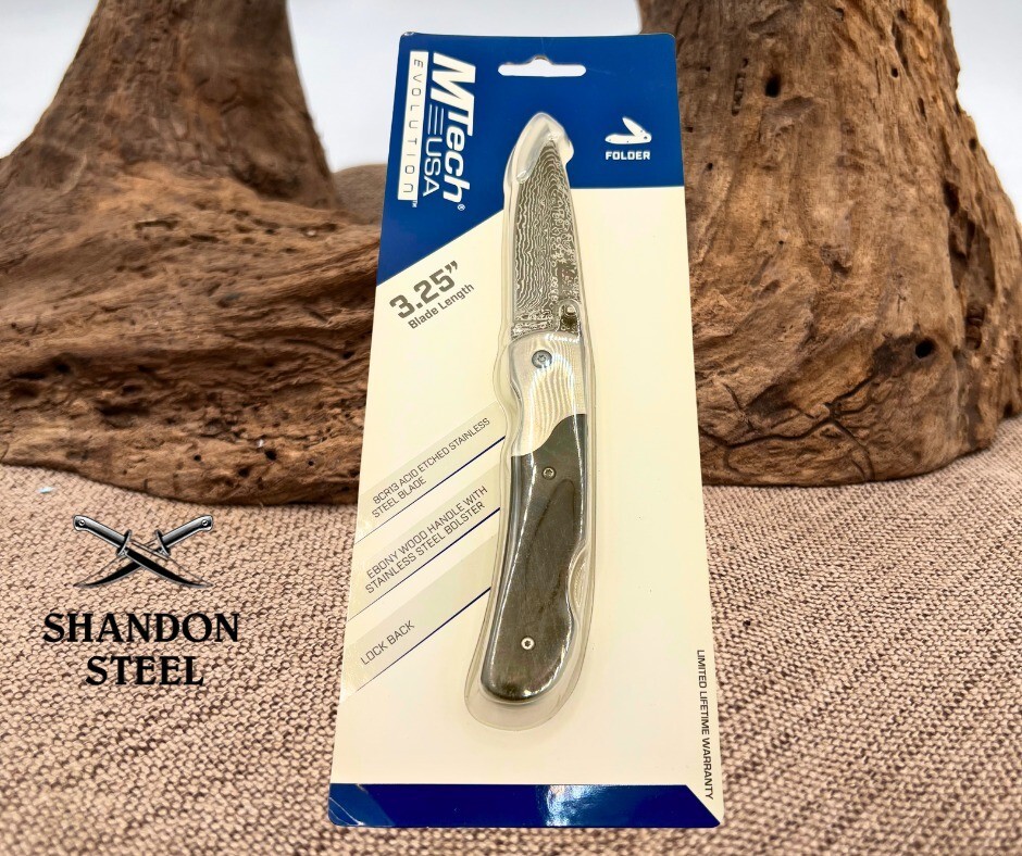 MTech EVOLUTION Folding Etched POCKET KNIFE Hunting Knives MTE-FDR008-BK