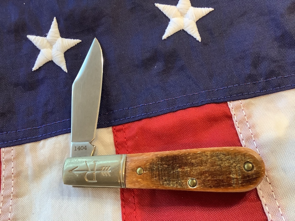 Russell Barlow Pocket Knife w/ Great Brown Bone Handles -NOS