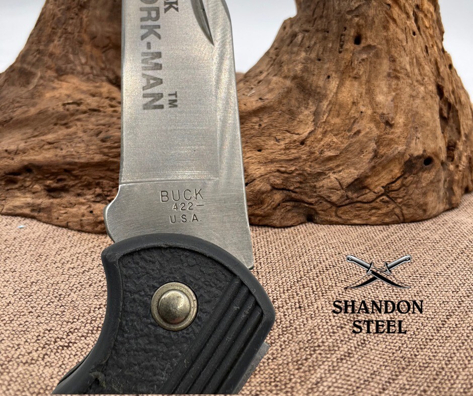 Buck Knife 422 Buck Workman Grey Clip Point Lockback USA Finger Groove (56)