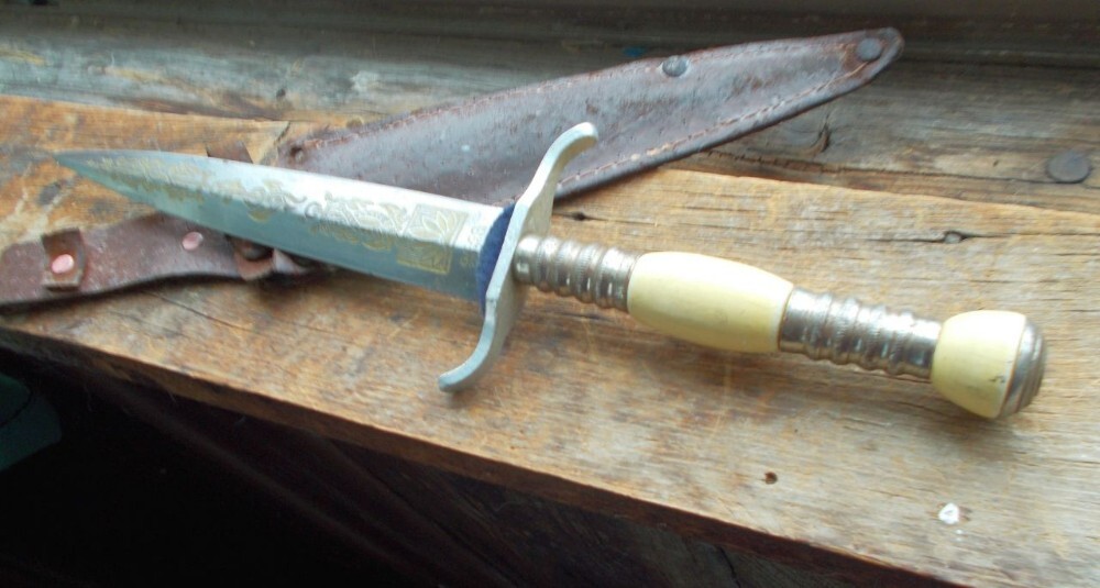 Gutmann Solingen Germany Dagger Sailor's Knife Blade Etch Sheath