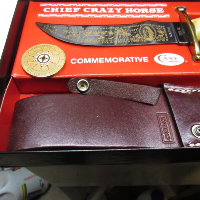 Case XX Chief Crazy Horse Commemorative Knife With Box, Scabbard ...