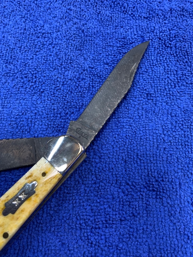 CASE XX 2009 David YellowHorse Damascus Native Steel Antique Bone ...