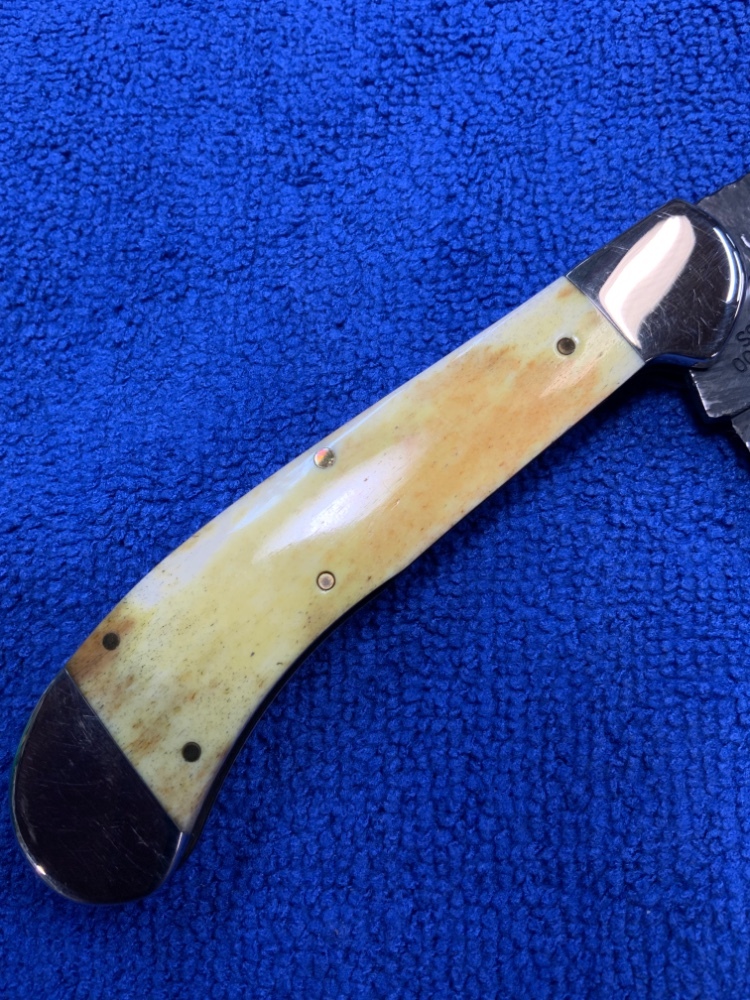CASE XX 2009 David YellowHorse Damascus Native Steel Antique Bone ...