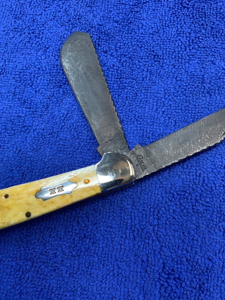 CASE XX 2009 David YellowHorse Damascus Native Steel Antique Bone ...