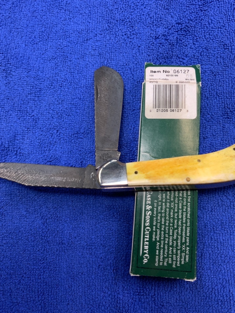 CASE XX 2009 David YellowHorse Damascus Native Steel Antique Bone ...