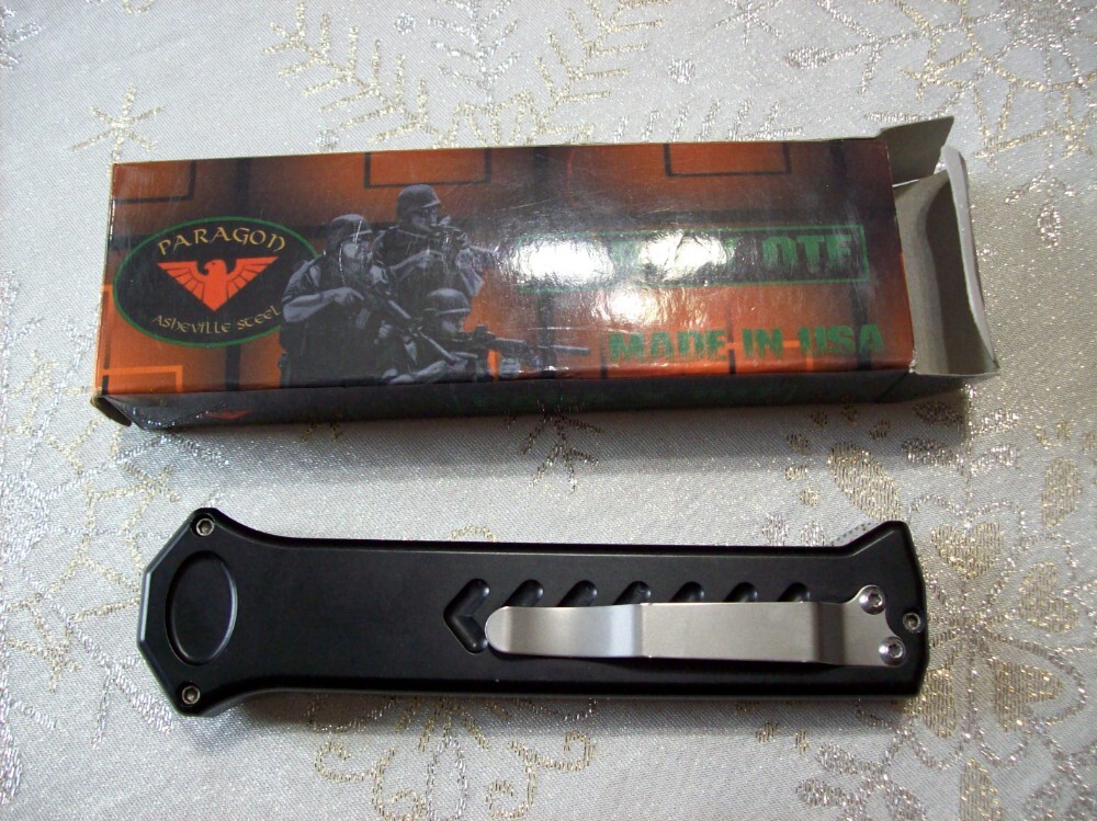 Paragon X OTF Automatic U.S.A. Tanto Partial Serrated S30V Beadblast ...