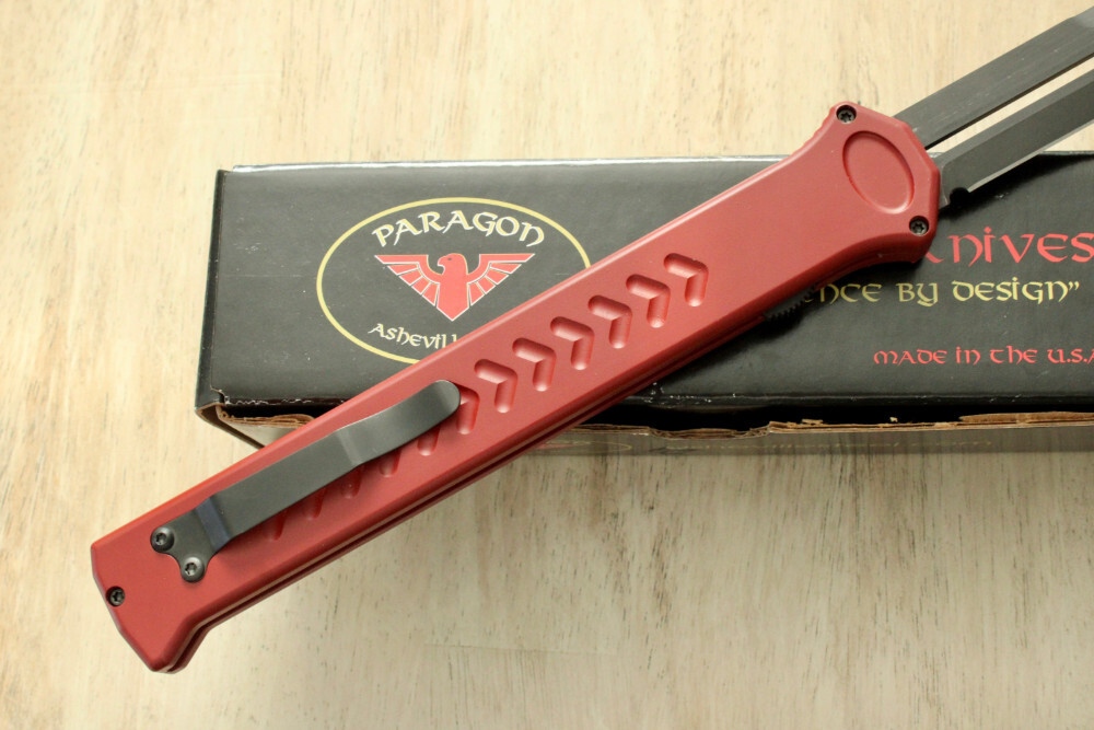 Paragon Estiletto Bowie OTF Automatic Knife Red (5.25" Black Serr)