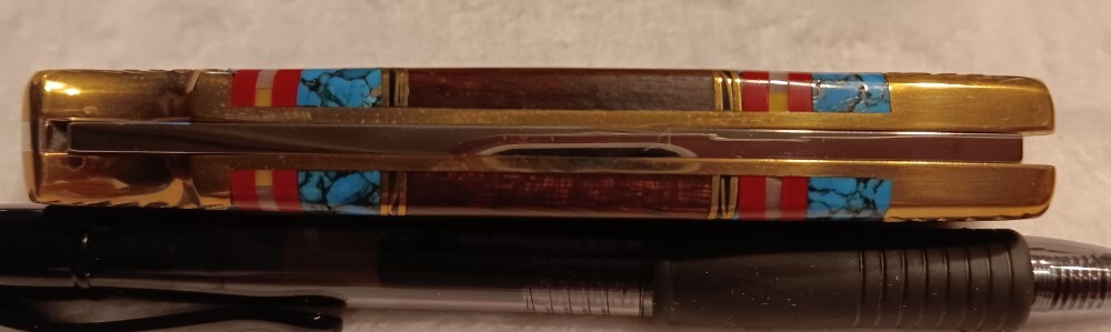 David (Dave) Yellowhorse Buffalo (Bison) Buck knife, in wood & acrylic ...
