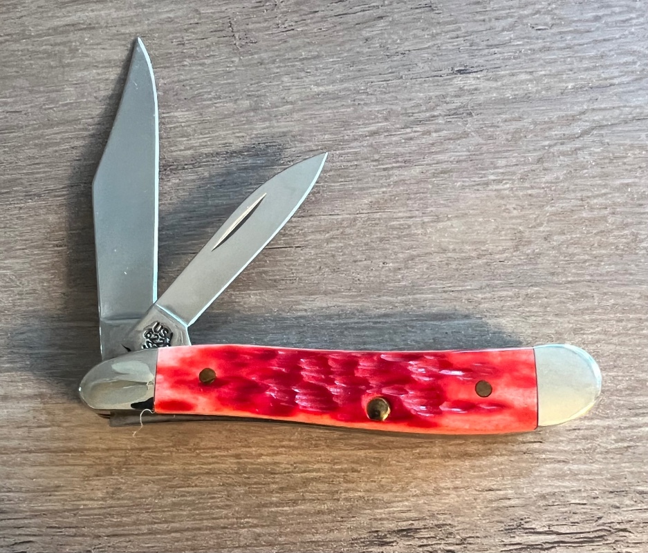 CASE Peanut Silver Script Dark Red