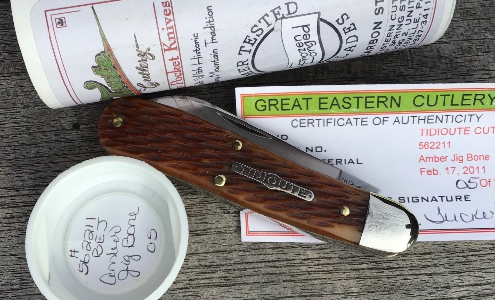 Great Eastern Cutlery 562211BEJ Reverse Dog Leg Jack Amber Jig Bone #05 ...