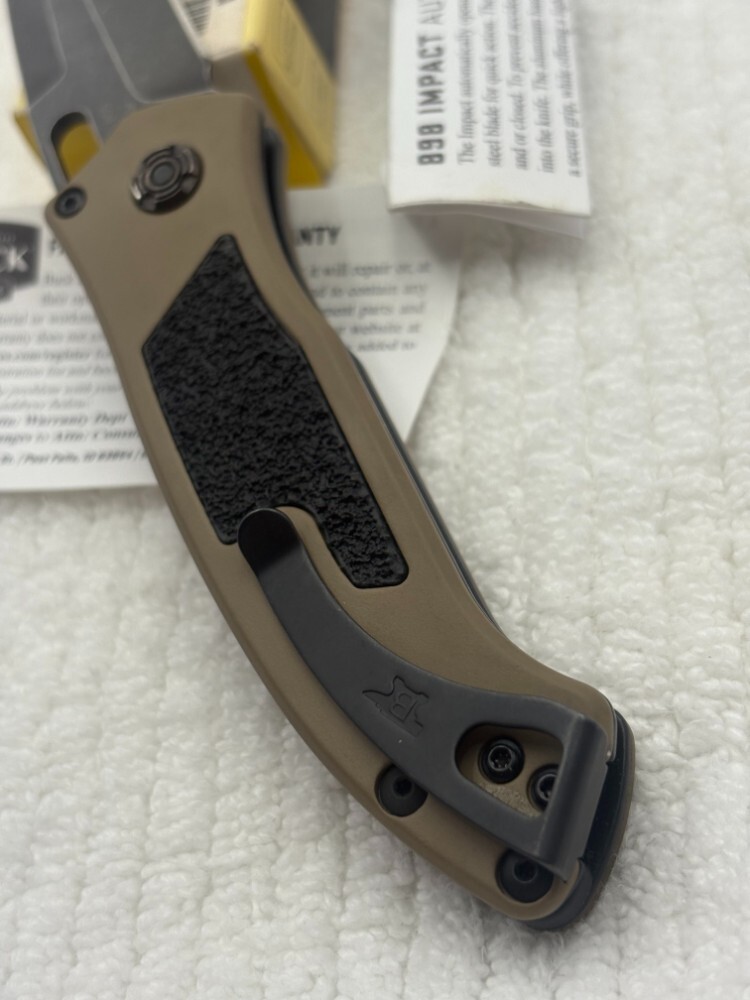 Buck Impact Push Button Auto Knife 0898BRS Sliding Safety Lock New In ...