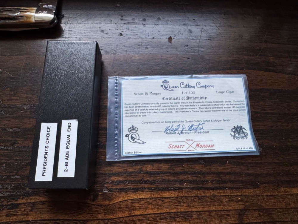 Schatt & Morgan President’s Choice Equal End Cigar Stag Two Blade