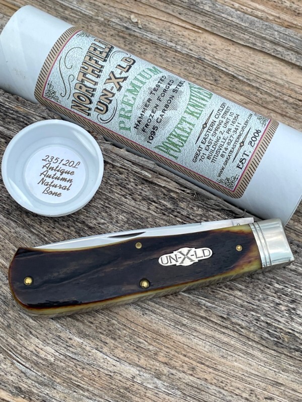 GEC NORTHFIELD ** 235120-L ANTIQUE AUTUMN NATURAL BONE PIONEER TRAPPER ...