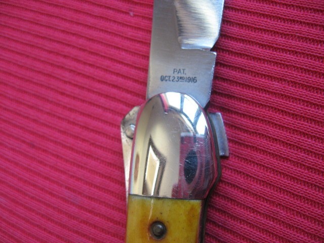 Vintage JAEGER BROS. Stag AERIAL Switchblade Knife with Etch