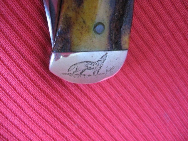 Vintage JAEGER BROS. Stag AERIAL Switchblade Knife with Etch