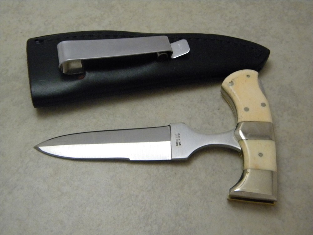 Parker Cut Co Japan Bone Push Dagger Lockback Knife w/Sheath