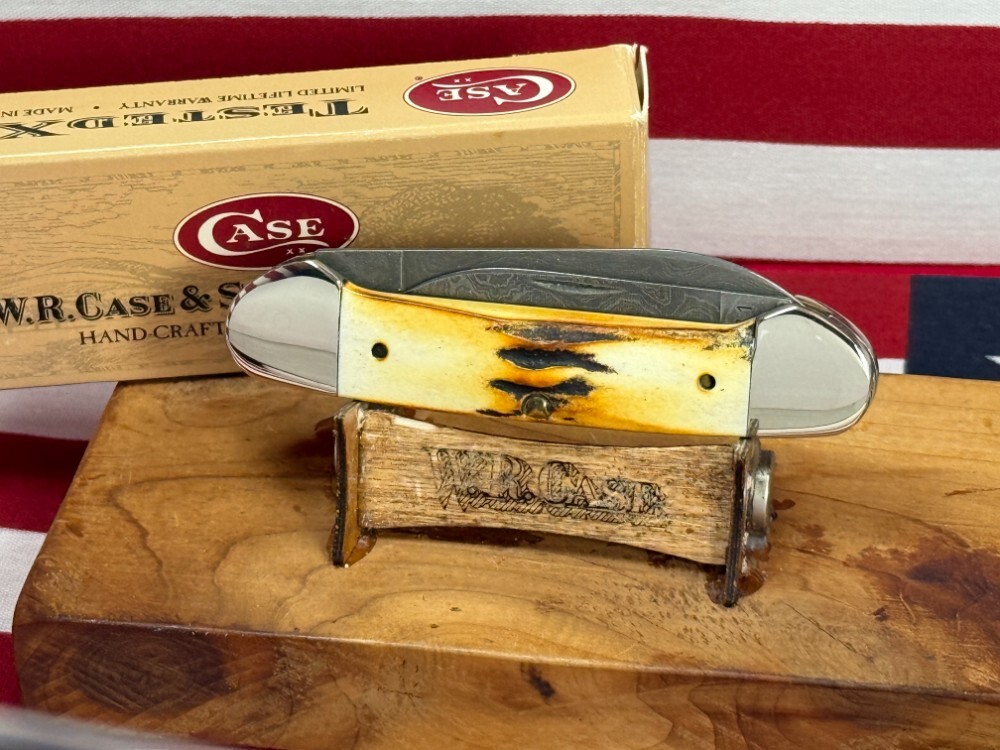 CASE XX USA 1996 CANOE 52131 D STAG HANDLES DAMACUS STEEL BLADES