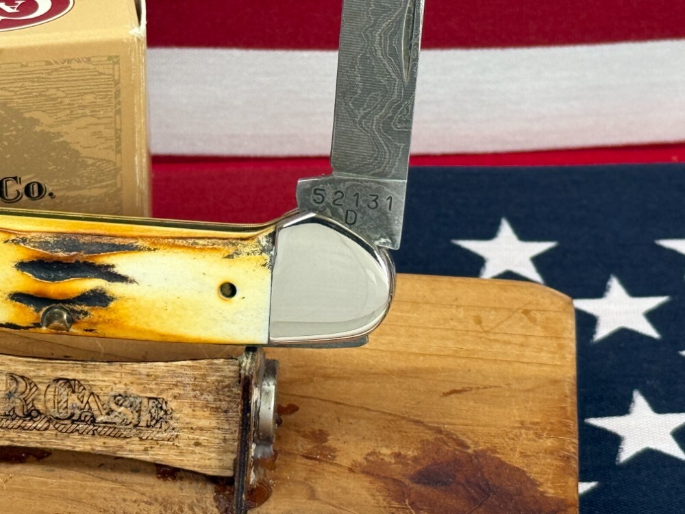 CASE XX USA 1996 CANOE 52131 D STAG HANDLES DAMACUS STEEL BLADES