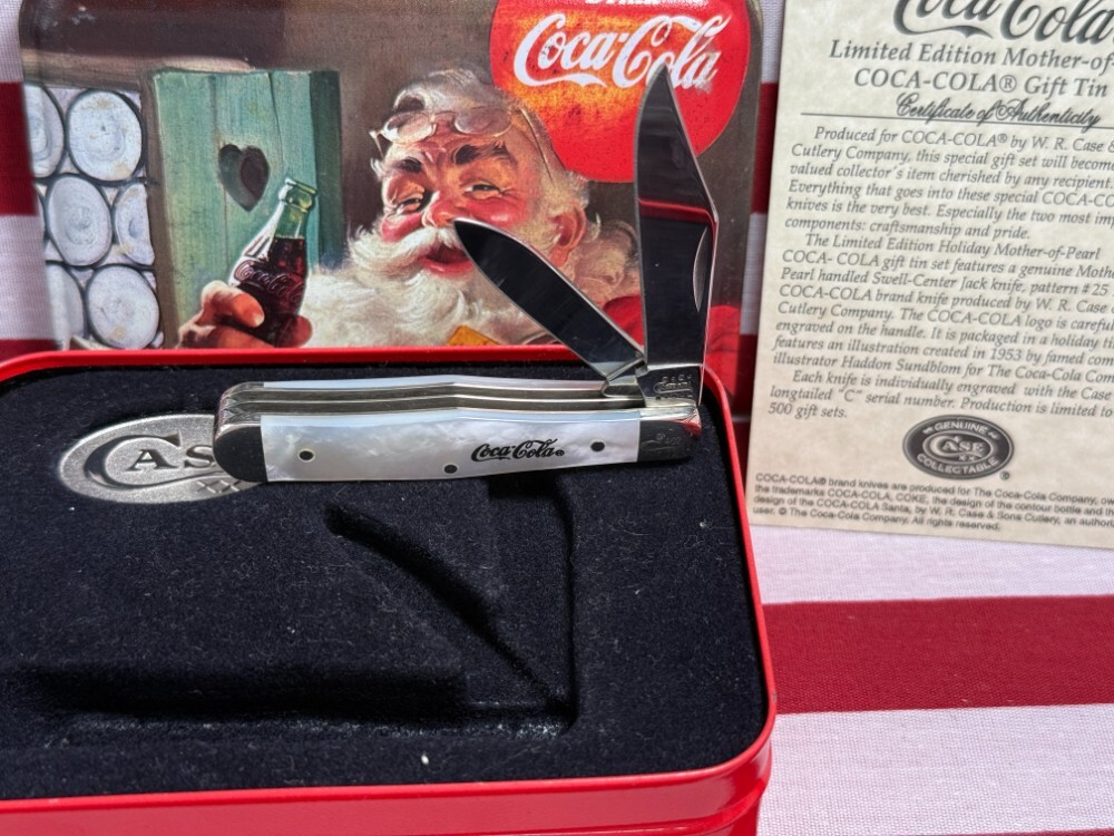 CASE XX USA 2001 SMALL COKE BOTTLE 8225 1/2 SS PEARL HANDLE COCA COLA ...