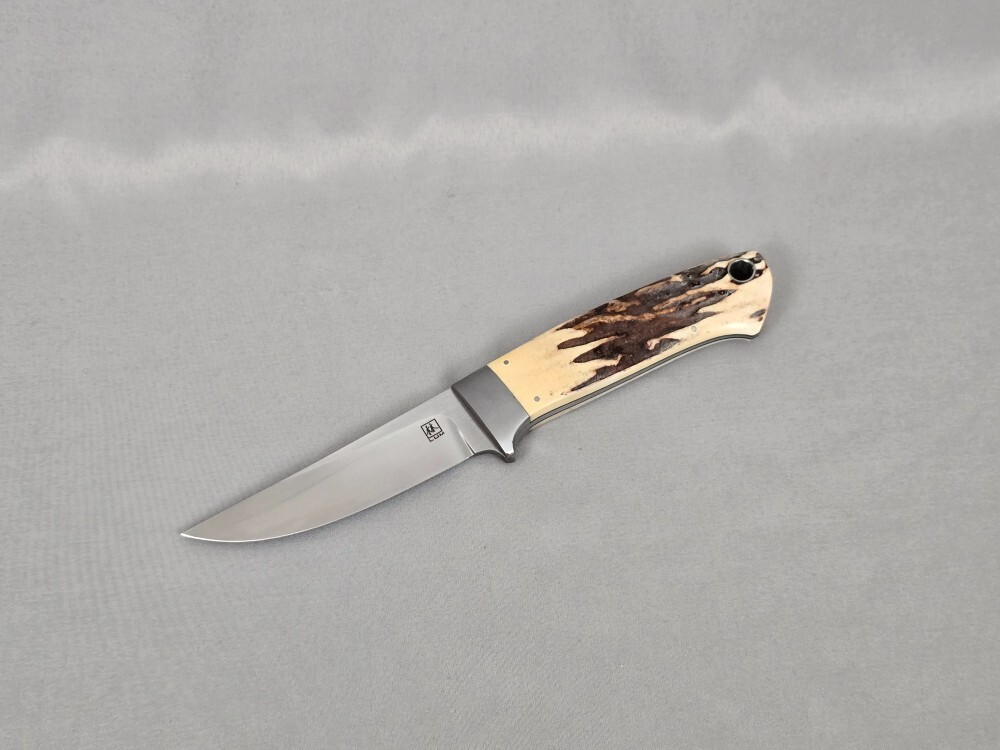 VINTAGE *RARE* BOB LUM CUSTOM FIXED BLADE STAG HANDLE HUNTING KNIFE!