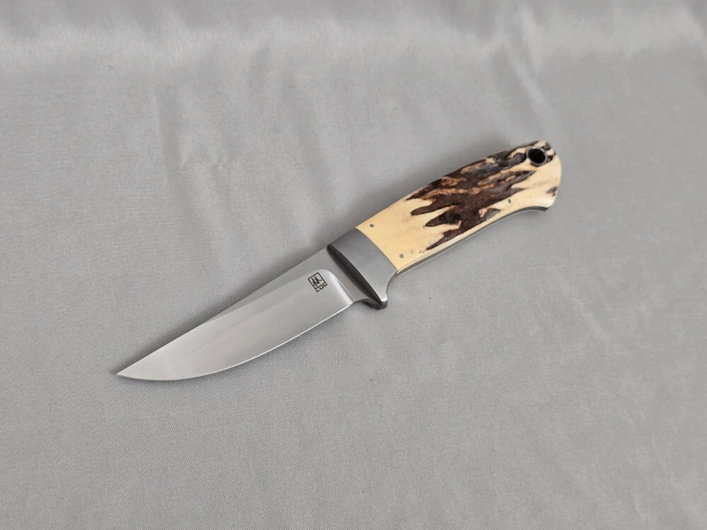 VINTAGE *RARE* BOB LUM CUSTOM FIXED BLADE STAG HANDLE HUNTING KNIFE!