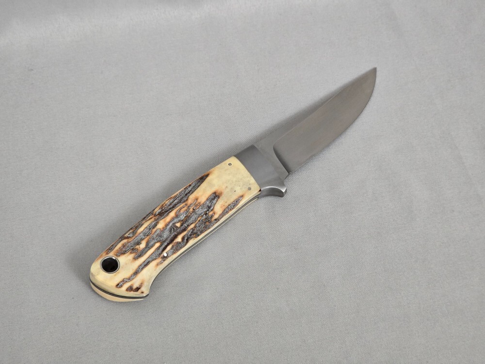 VINTAGE *RARE* BOB LUM CUSTOM FIXED BLADE STAG HANDLE HUNTING KNIFE!