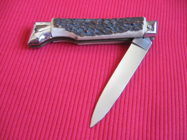 Vintage Italian STAG 8" Slant Bolster Switchblade Knife