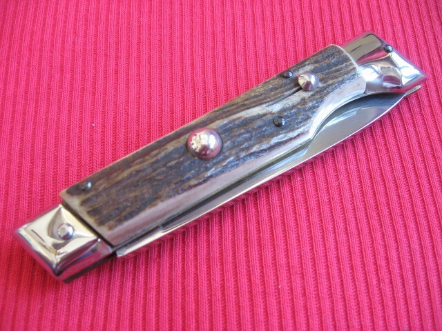 Vintage Italian STAG 8" Slant Bolster Switchblade Knife