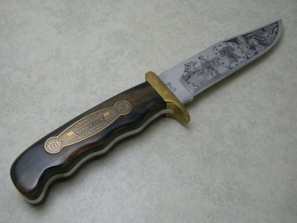 Buck USA Wood Spirit of 76 American Revolution Bicentennial Fixed Blade ...