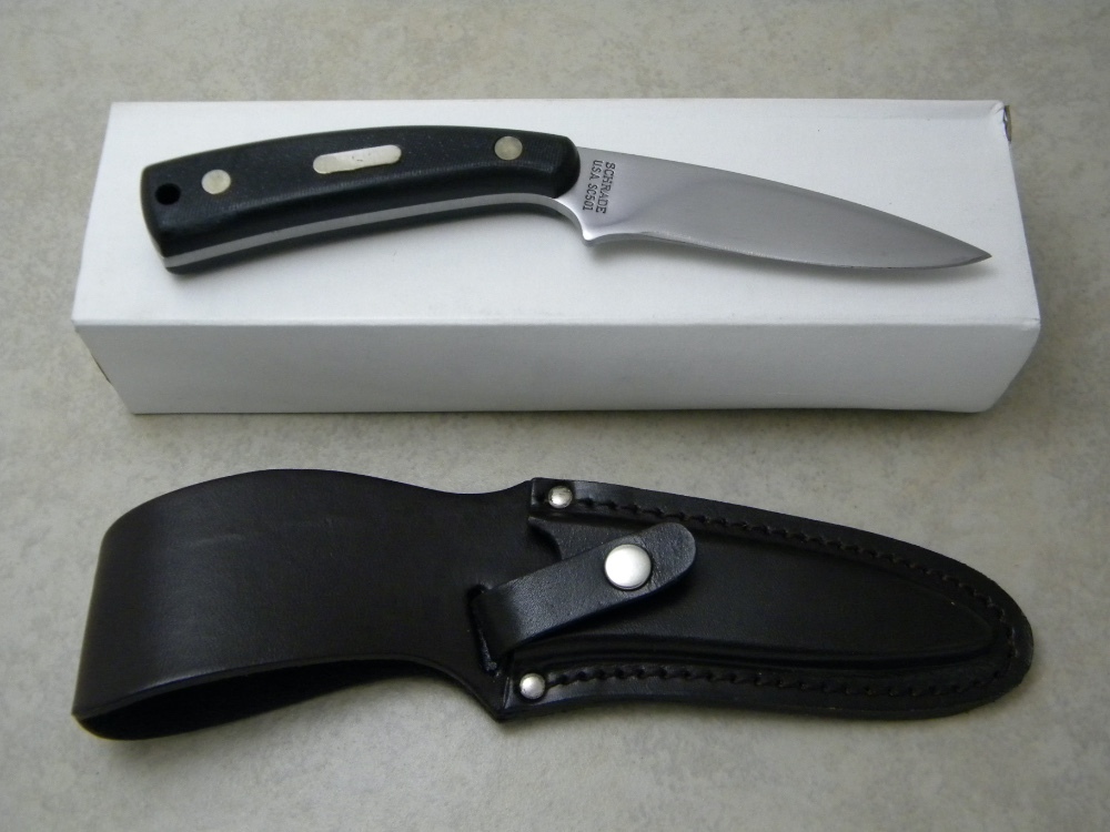 Schrade USA SC501 Drop Point Sharp Finger Fixed Blade Knife w/Leather ...