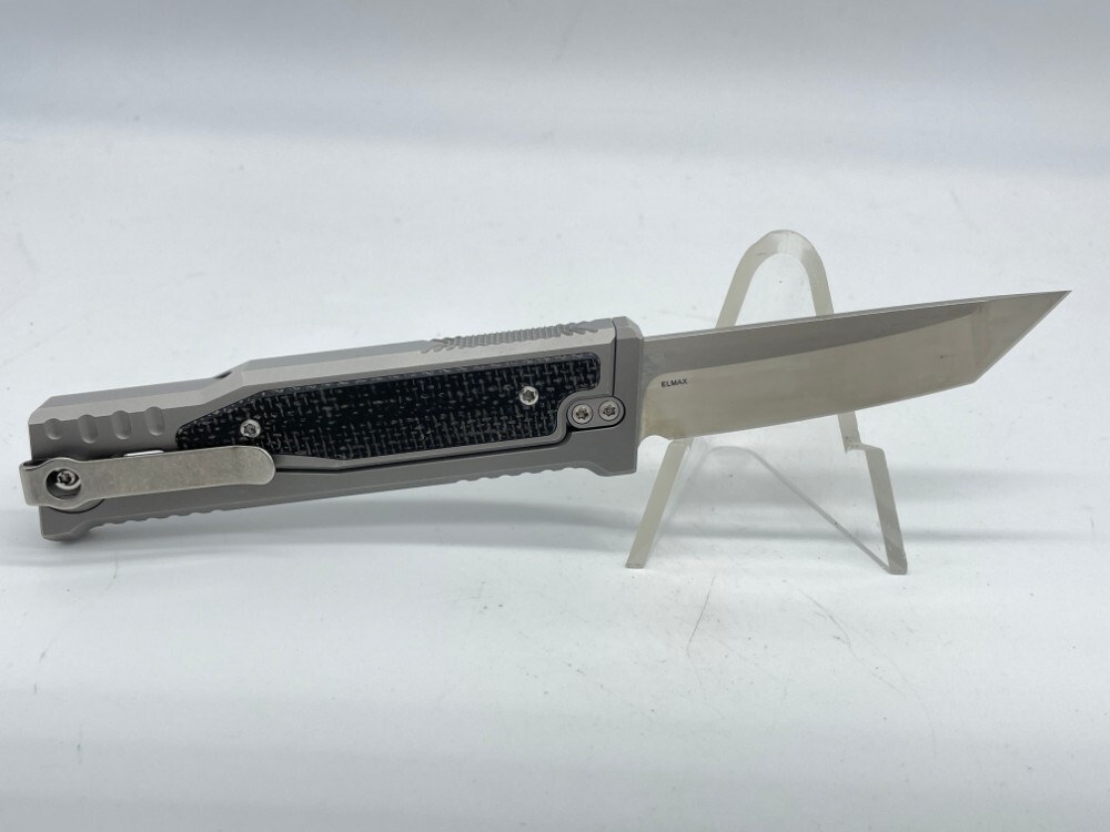 2023 REATE KNIVES EXO-M Black Micarta Elmax Tanto Exoskeleton Gravity OTF