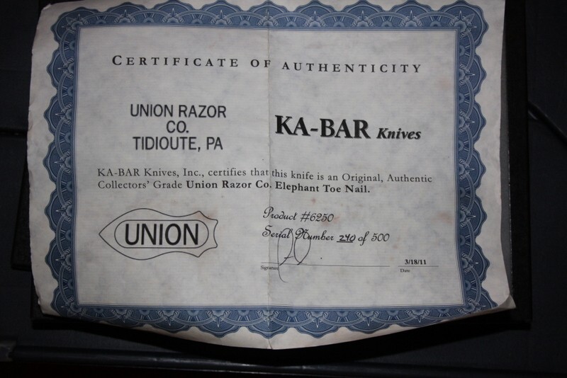 Kabar Union Cutlery Company Elephant Toenail Bone Folder
