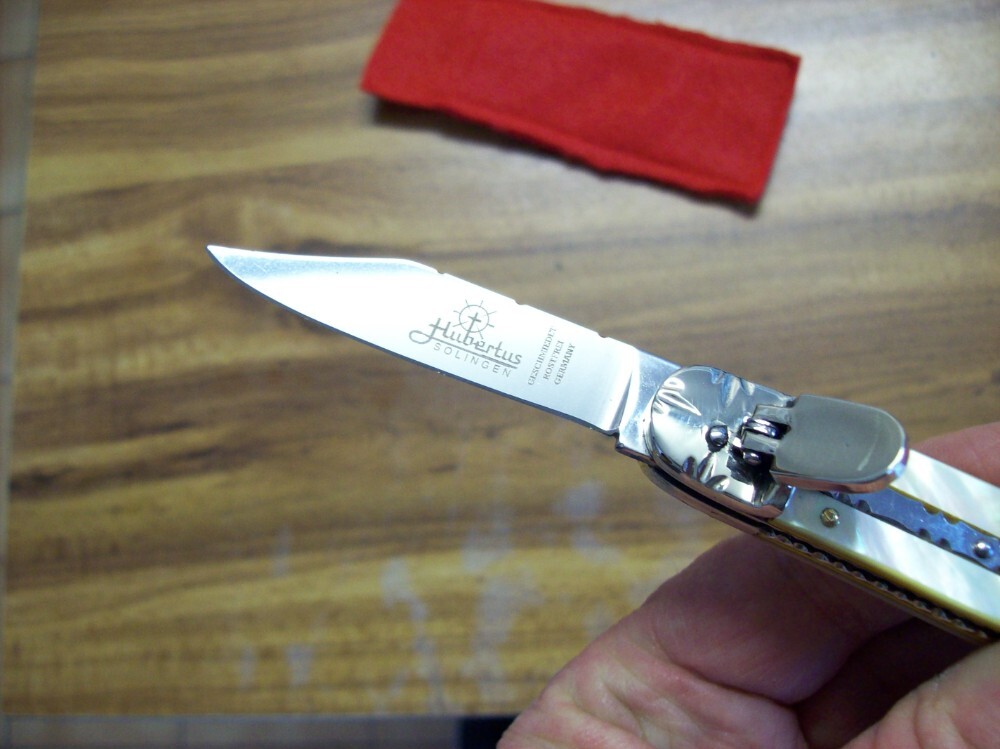Hubertus Knife Solingen Germany Small Custom 08 Rare Gold Lip Pearl 1 ...