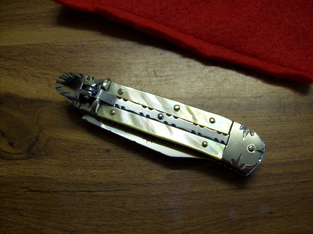 Hubertus Knife Solingen Germany Small Custom 08 Rare Gold Lip Pearl 1 ...