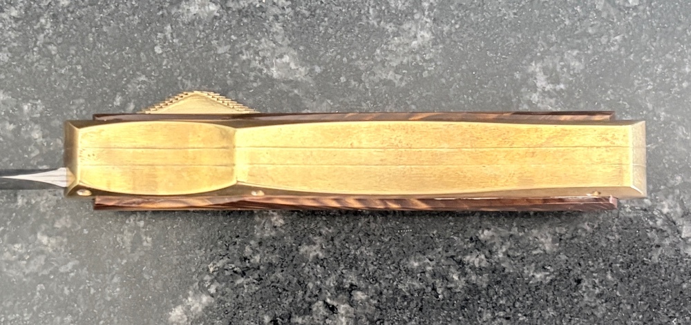 Burn Palm Viper Out The Front (OTF) Switchblade Knife, Brass Body ...