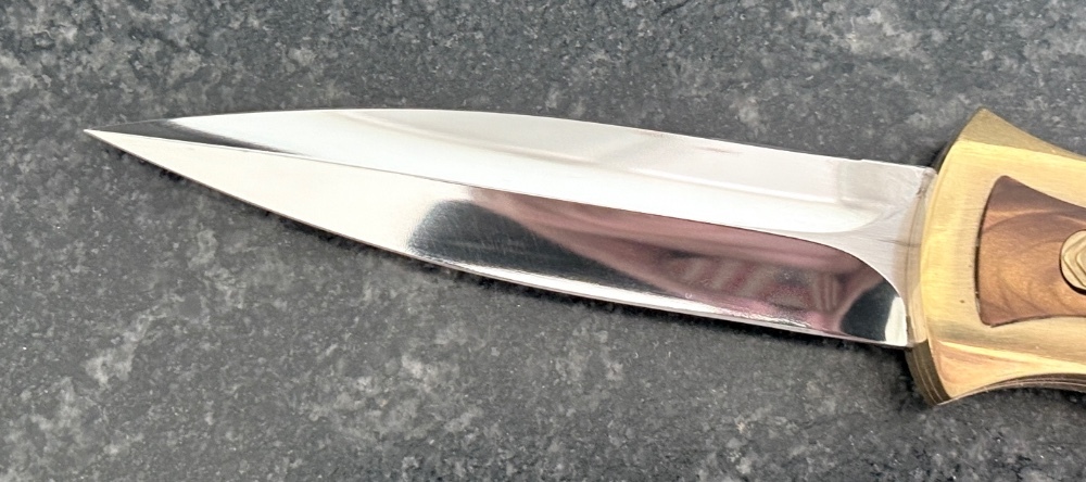 Burn Palm Viper Out The Front (OTF) Switchblade Knife, Brass Body ...