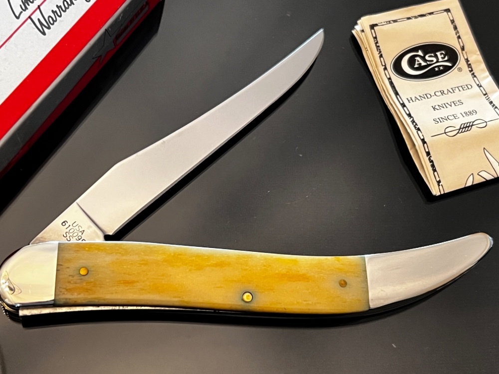 CASE XX JUMBO TEXAS TOOTHPICK 5-1/2”Smooth Natural Lasered Bone #002 ...